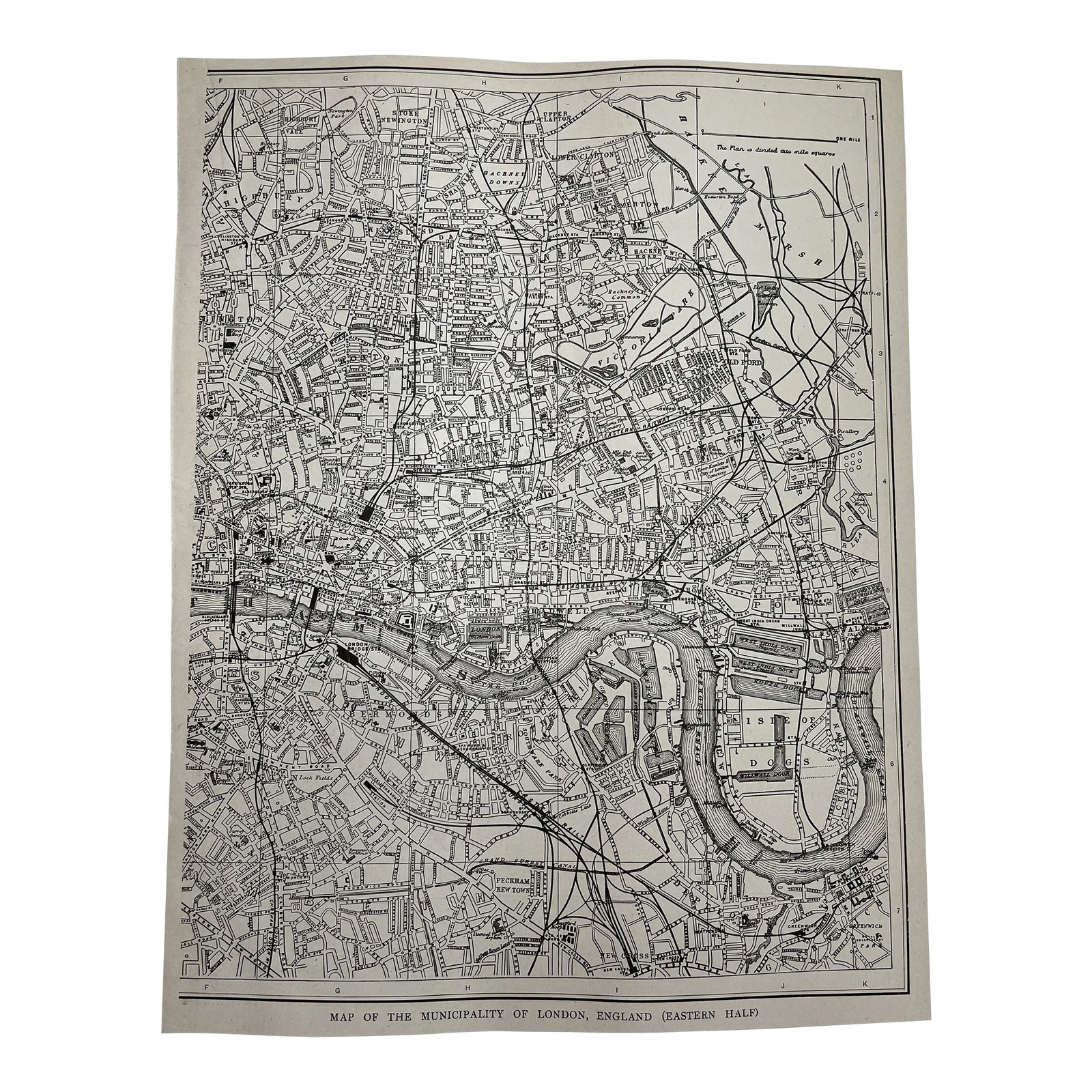 Antique 1920s Eastern London England City Map | Chairish