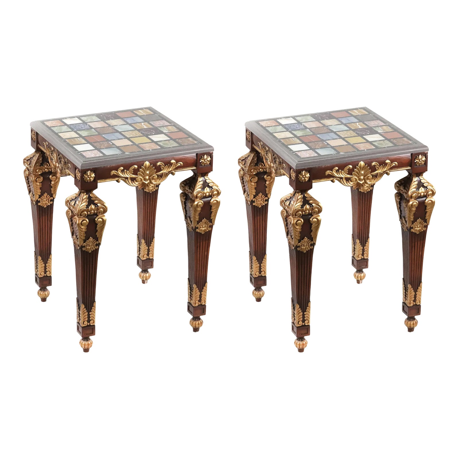 Pair of Vintage French Baroque Gold Sofa Side Tables. With Colored ...