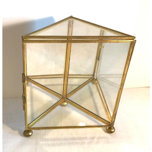 Vintage Mid-Century Brass and Glass Mini Display Case | Chairish
