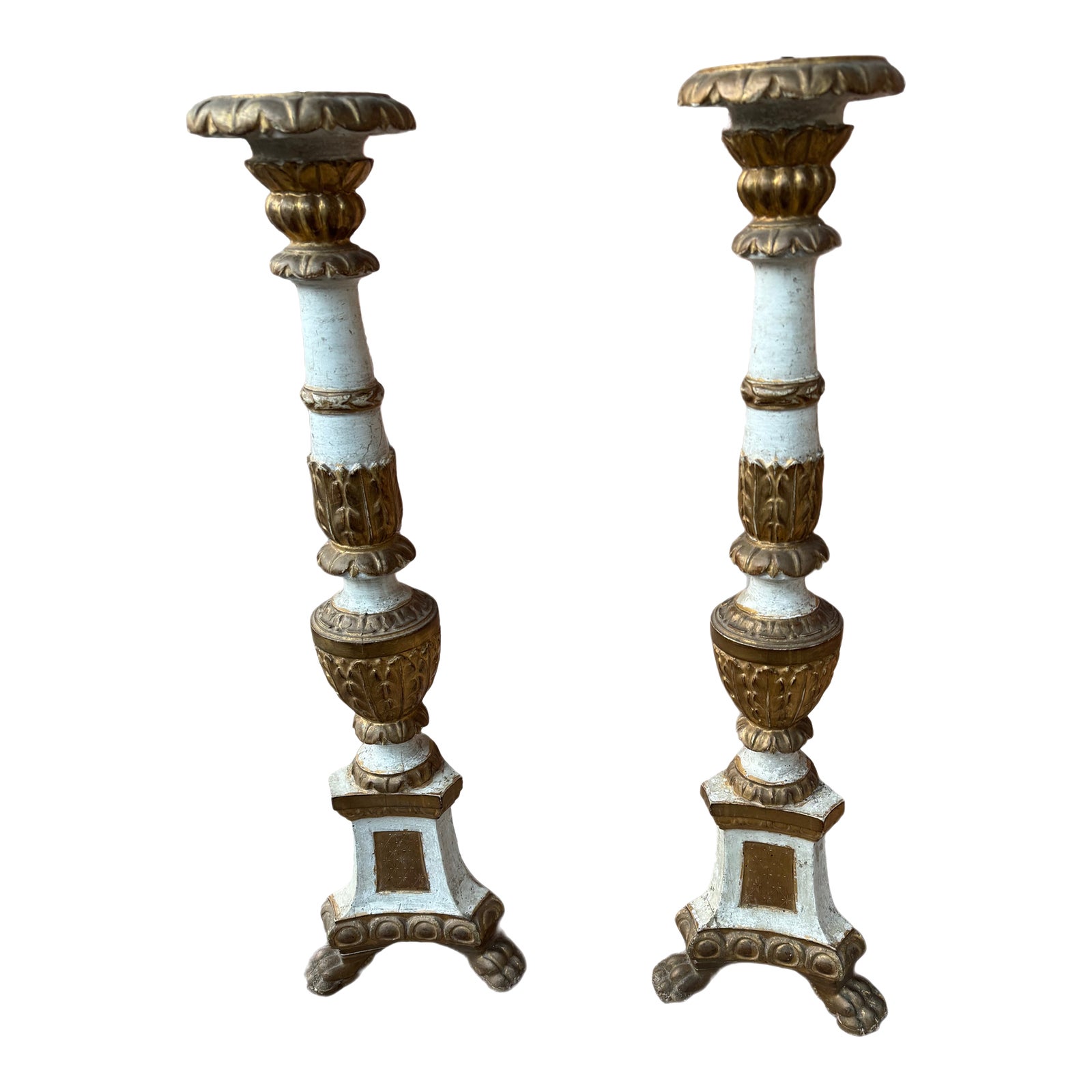 Late 19th Century Italian Baroque Altar Candlestick- a Pair | Chairish