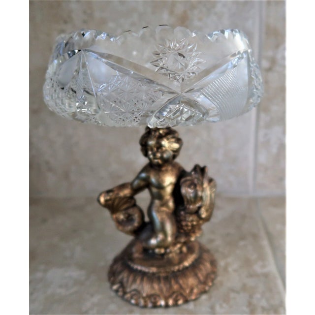 Vintage Crystal Cherub Base Compote Dish | Chairish