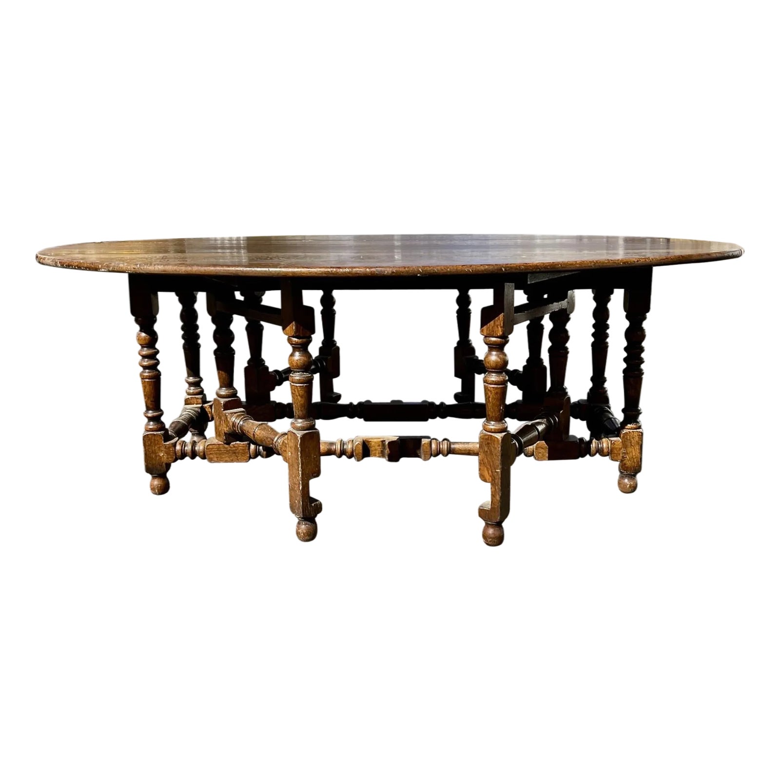 Antique English Massive Oval Gate-Leg Drop-Leaf Dining Table | Chairish