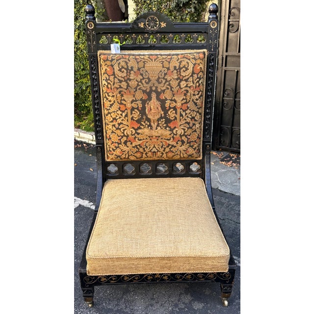 Rare Antique Moroccan Throne Chair W Petite Point Back and Low Seat ...