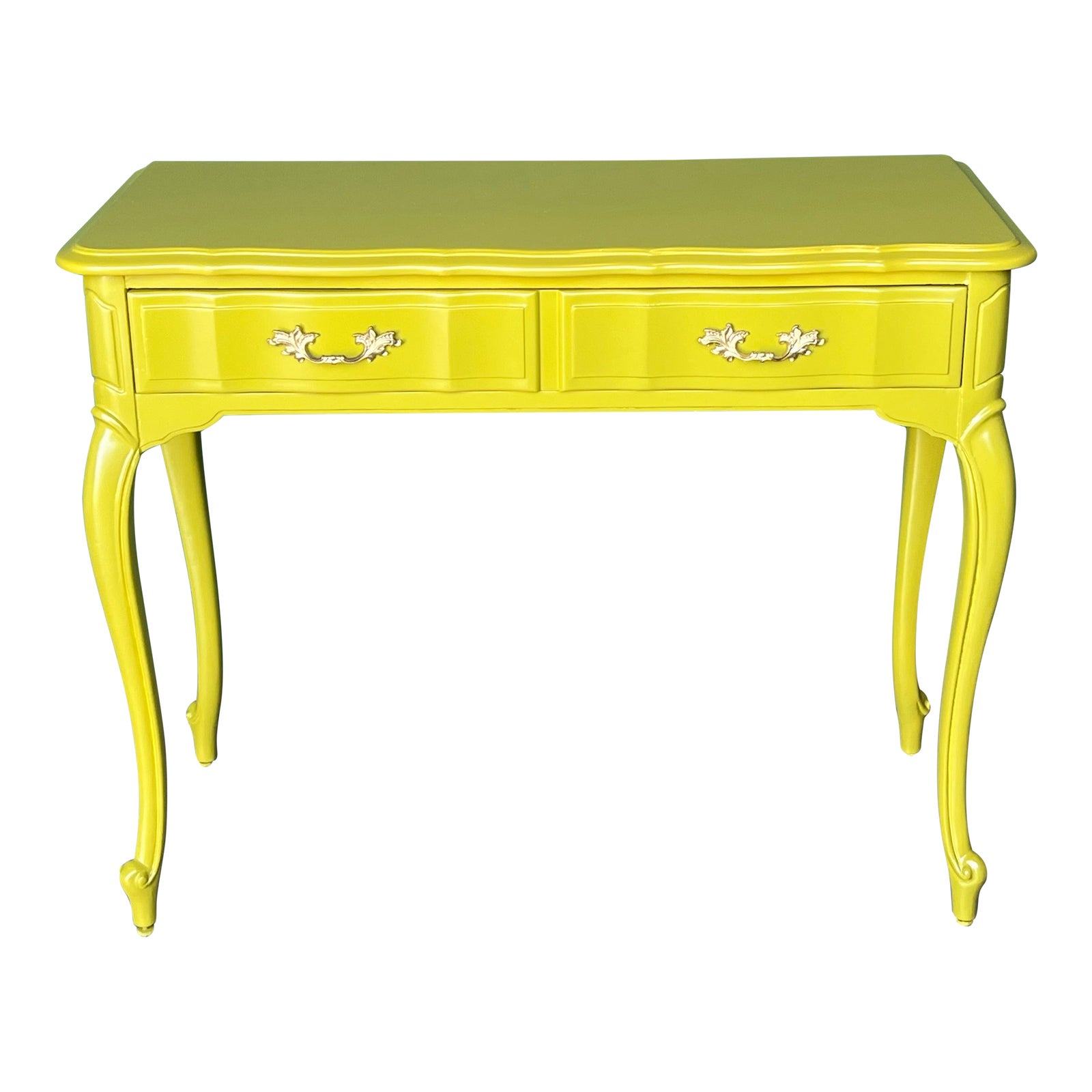 Late 20th Century French Provincial Willow Green Writing Desk | Chairish