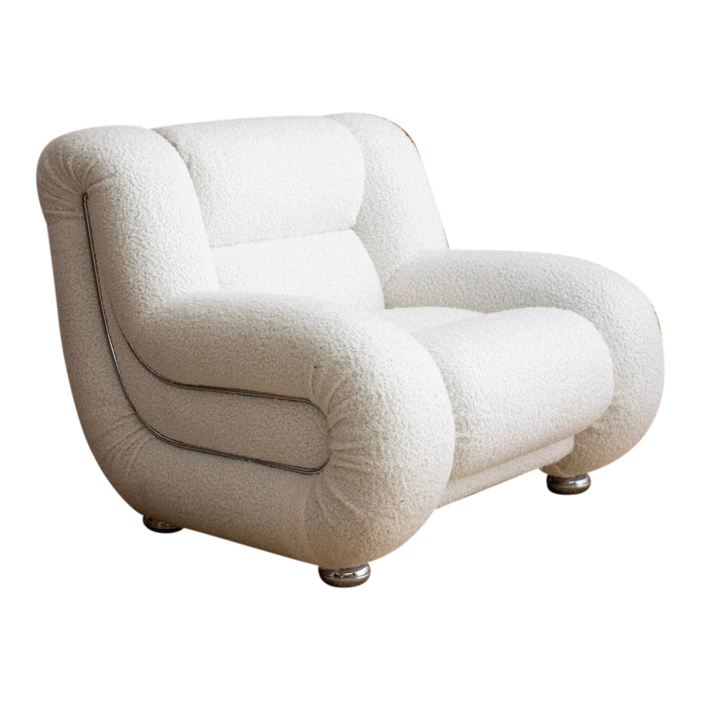 Space Age Italian Chrome Wrapped Oversized Arm Chair | Chairish