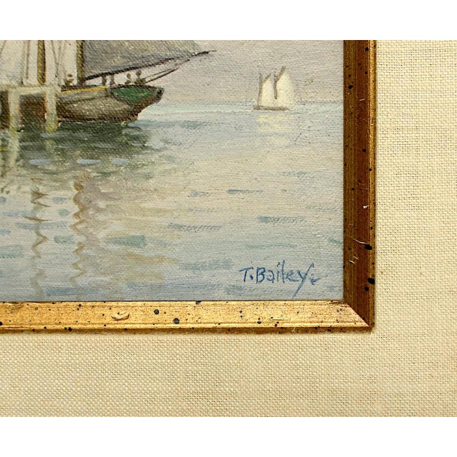 Historical New England Plein Air Harbour Oil Paintings Signed T. Bailey ...