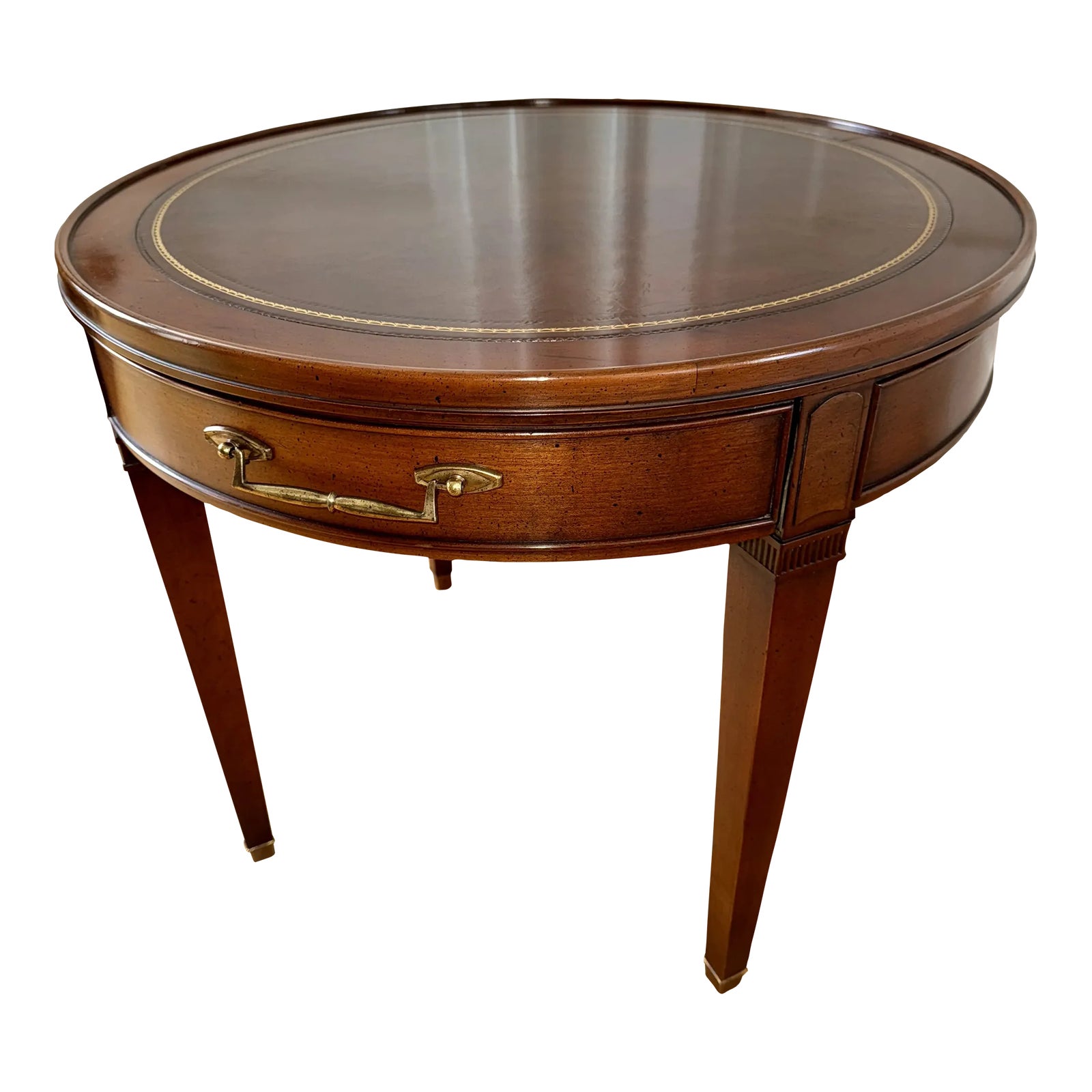 Hekman Leather Top End Table | Chairish