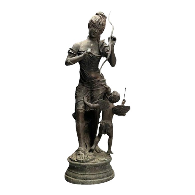 Patinated Bronze Outdoor Statue, Venus and Cupid, Lifesize Sculpture ...