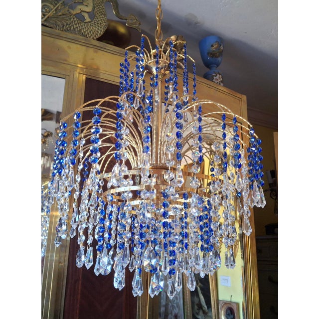 1960's Hollywood Regency Sapphire Blue & Clear Cut Austrian Crystal ...