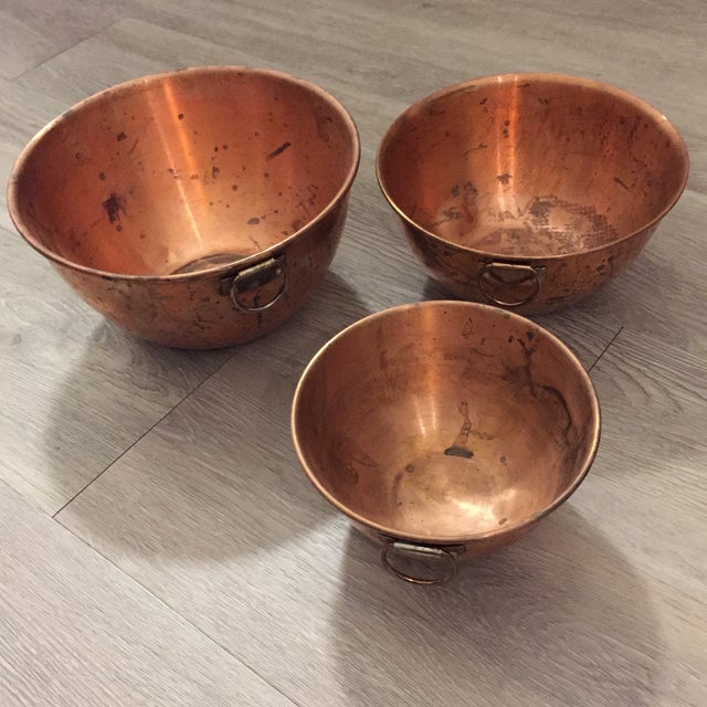 20th Century French Style Solid Copper Mixing Bowls - Set of 3 | Chairish