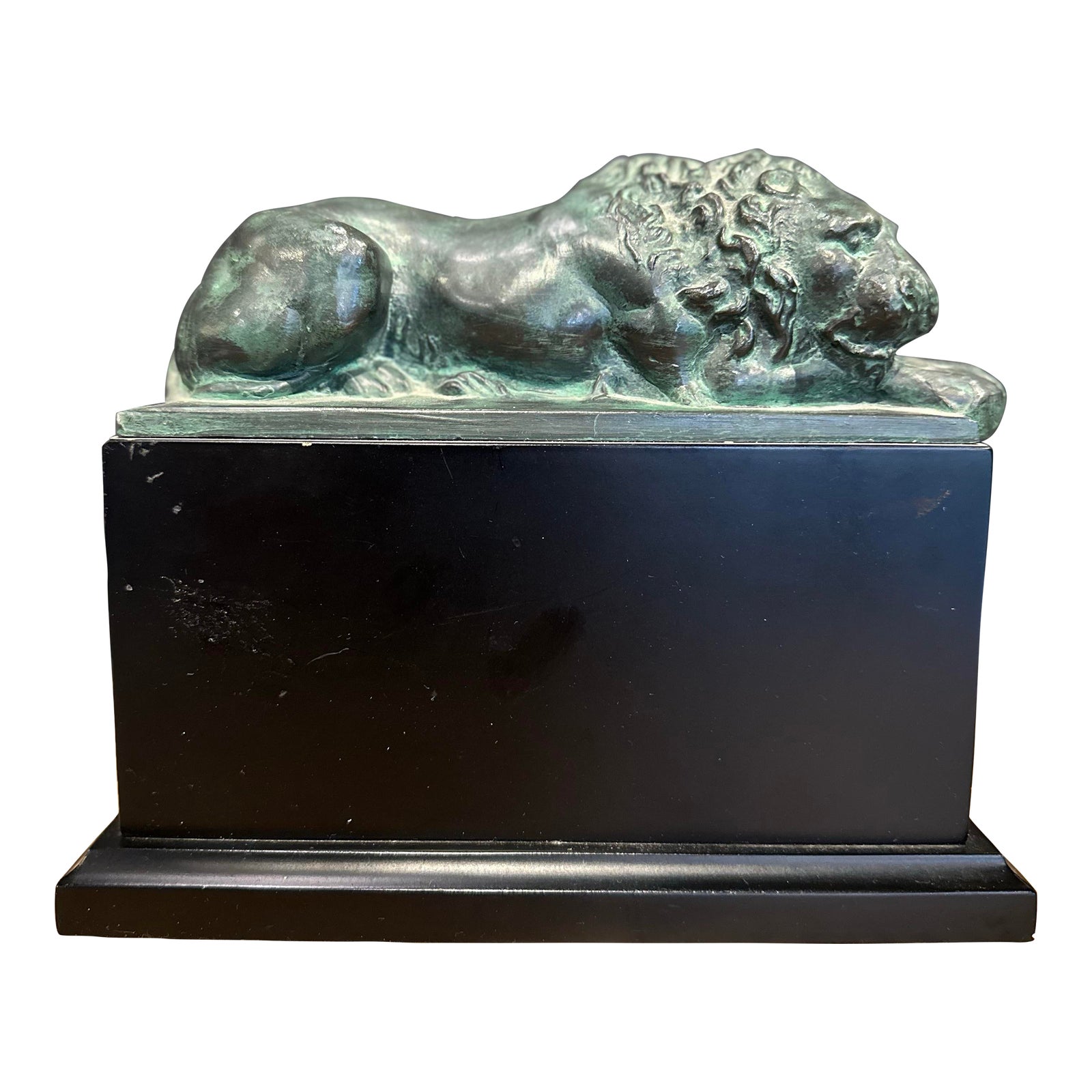 1970s Vintage Bronze Lion Desk Sculpture | Chairish