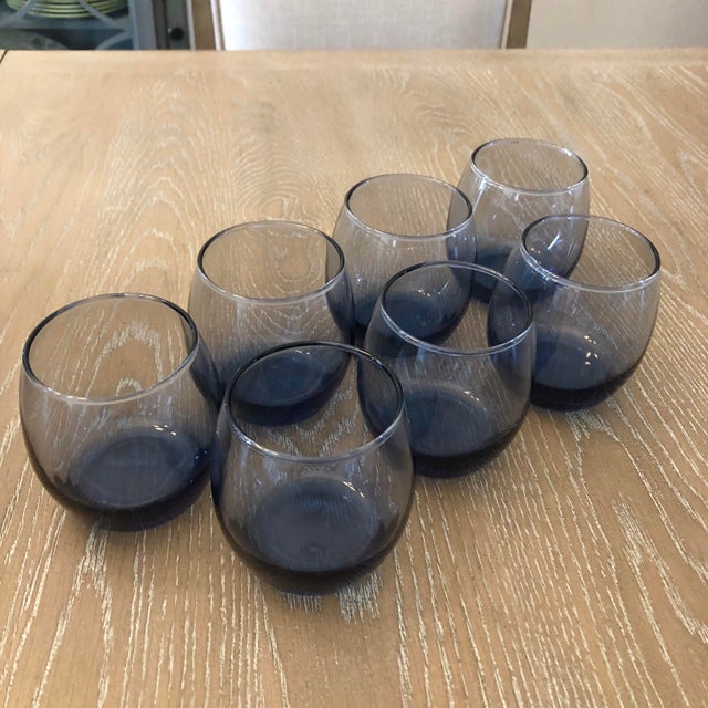 Roly Poly Glasses Set of 7 Blue, Purple in Color, Ombre, Smoky Style ...