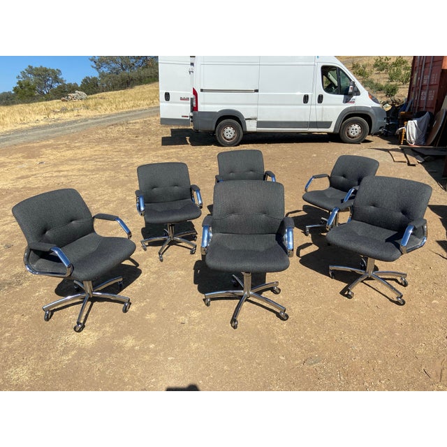 1980s Vintage Mid Century Modern Steelcase 454 Rolling Chair Set of 6 ...
