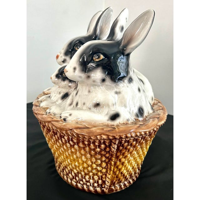 Large Vintage Gump’s Italian Porcelain Family of Rabbits Centerpiece ...