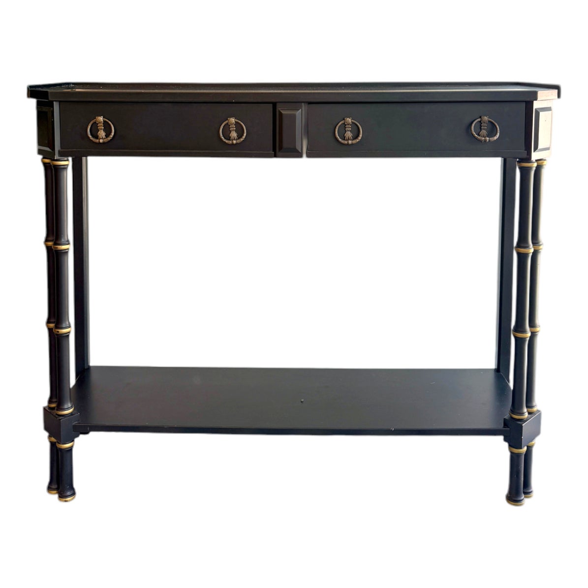 Black Faux Bamboo Console Table | Chairish