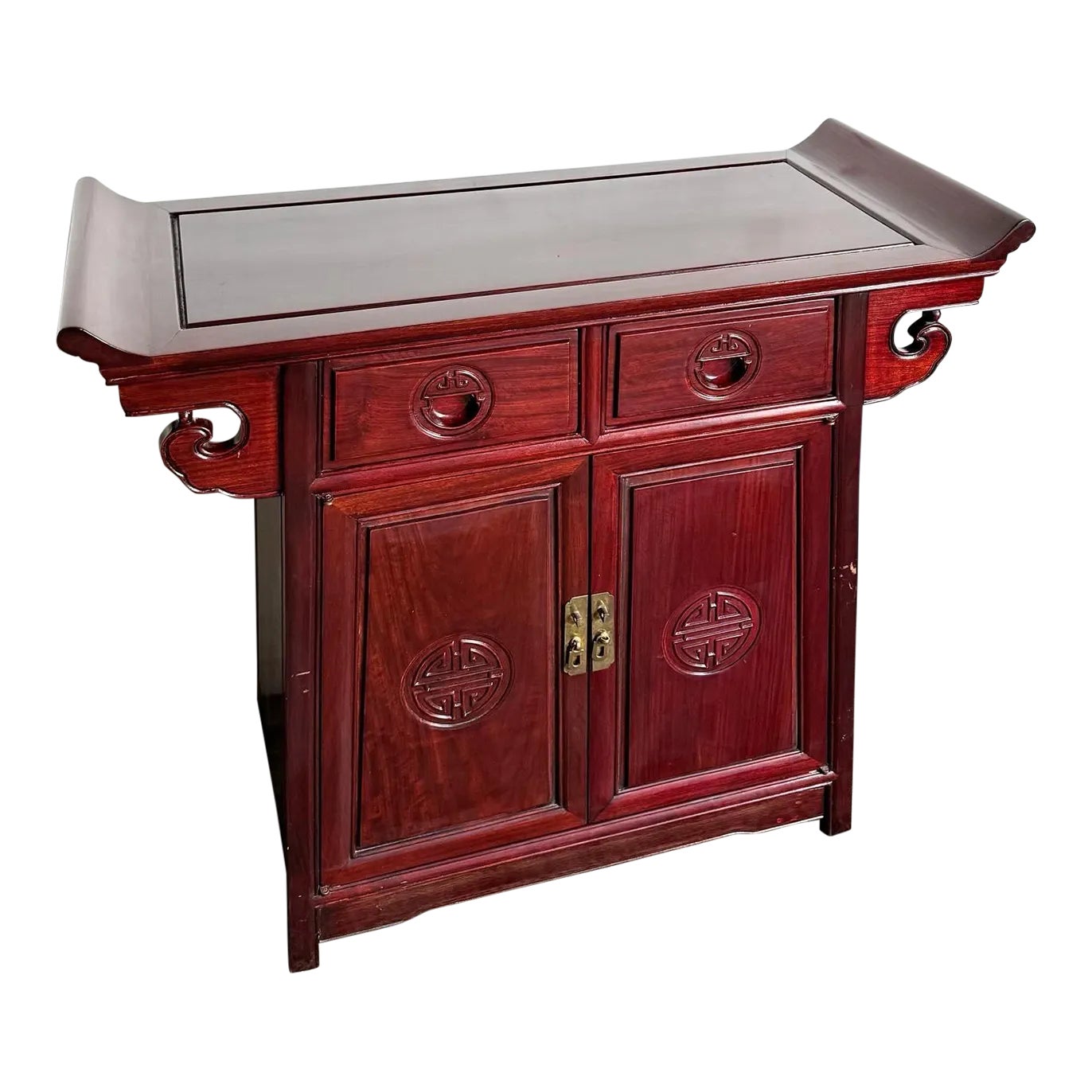 Chinese Carved Rosewood Altar Console Table | Chairish