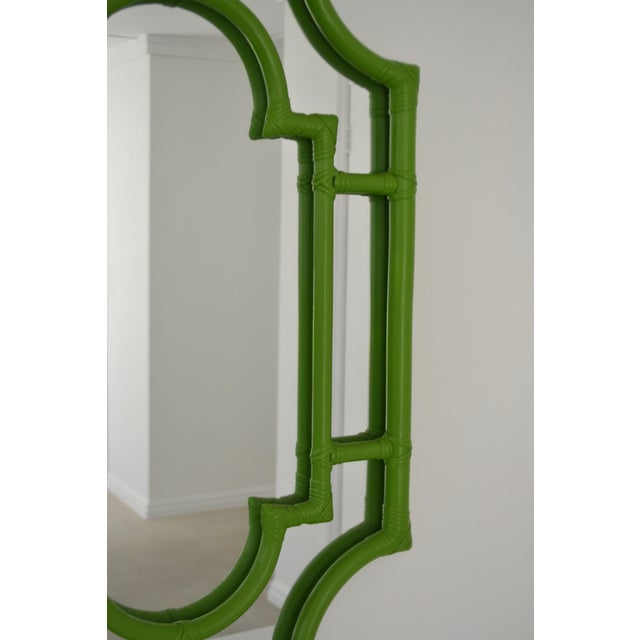Hollywood Regency Green Lacquered Bamboo Wall Mirror | Chairish