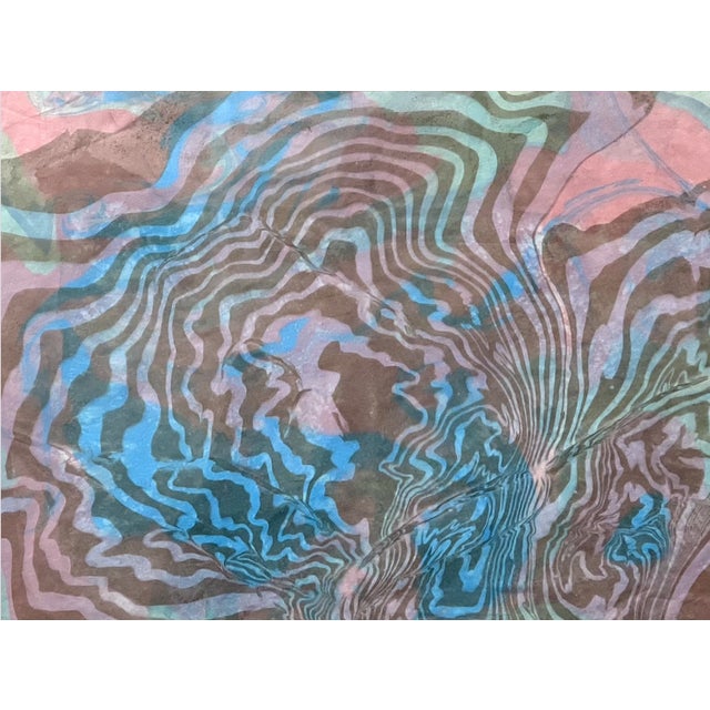 Water Echo I Japanese Marbling, Ink on Paper Original Art in Oak Frame ...