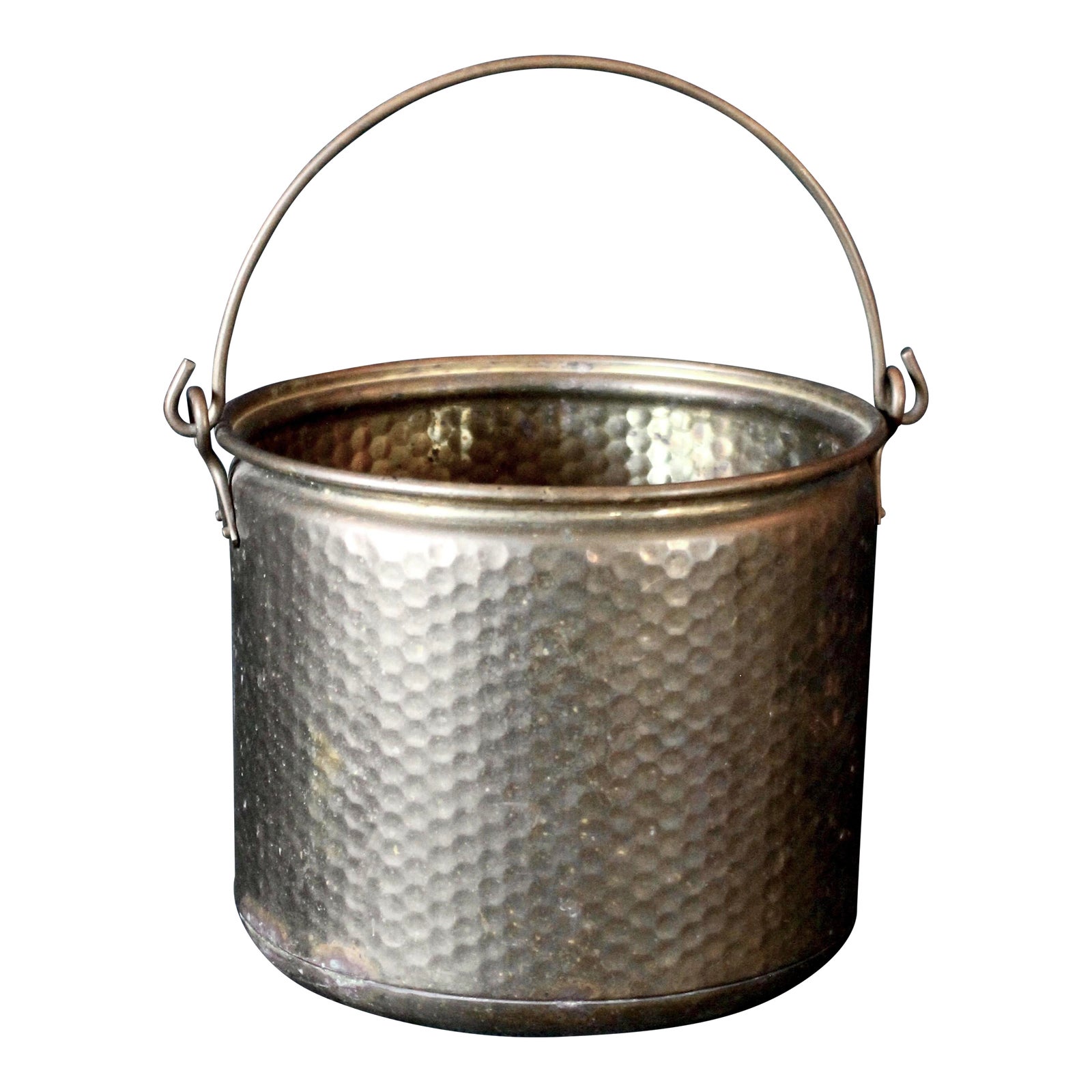 Very Large 1970s Hammered Brass Pot With a Handle | Chairish
