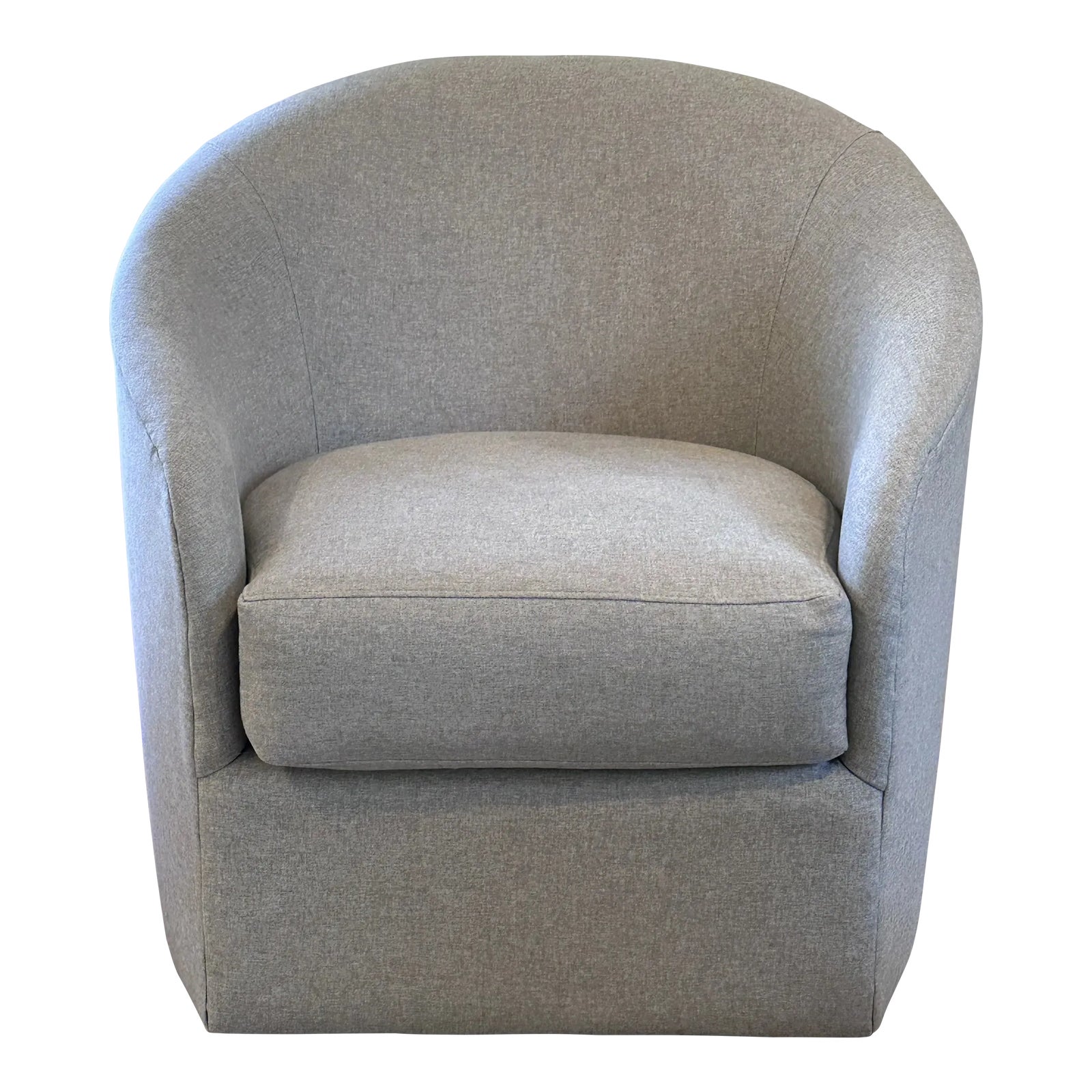 Small Barrel Swivel Chair in Performance Fabric | Chairish