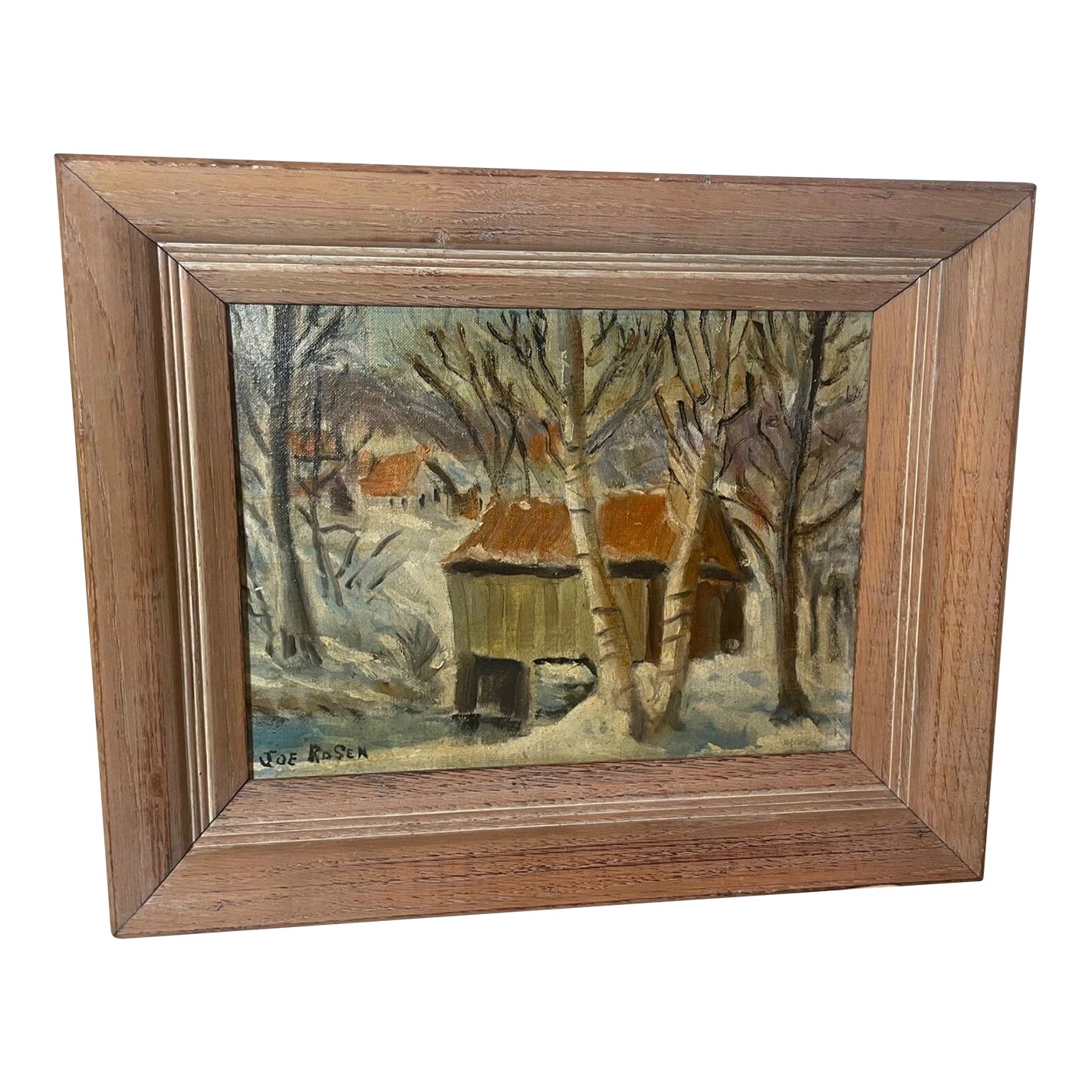 Antique Joe Rosen Oil / Board Winter Woodsy Landscape Expressionism ...