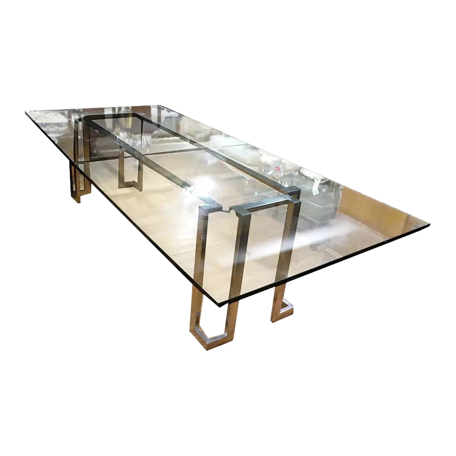 1980s Pace Modernist Large Glass Top Tubular Dining Table | Chairish