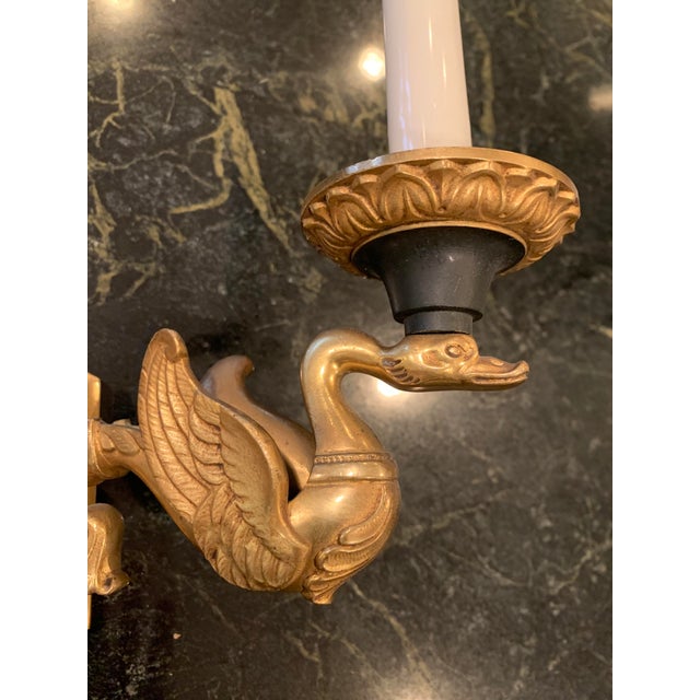 1940s Maison Lucien Gau Empire Two Arm Sconces With Swan Motif - a Pair ...