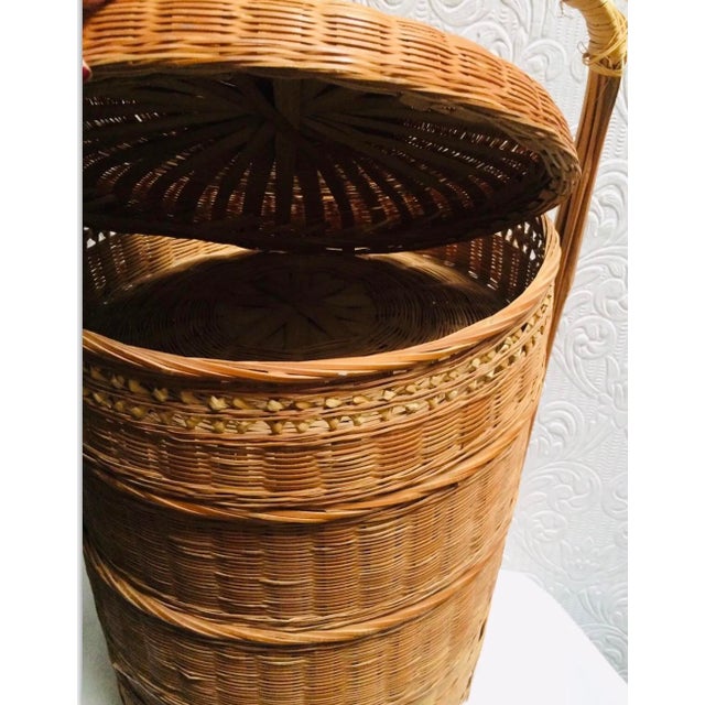 1920s Antique Vintage Stacking Chinese 4 Tier Bamboo Storage Basket ...