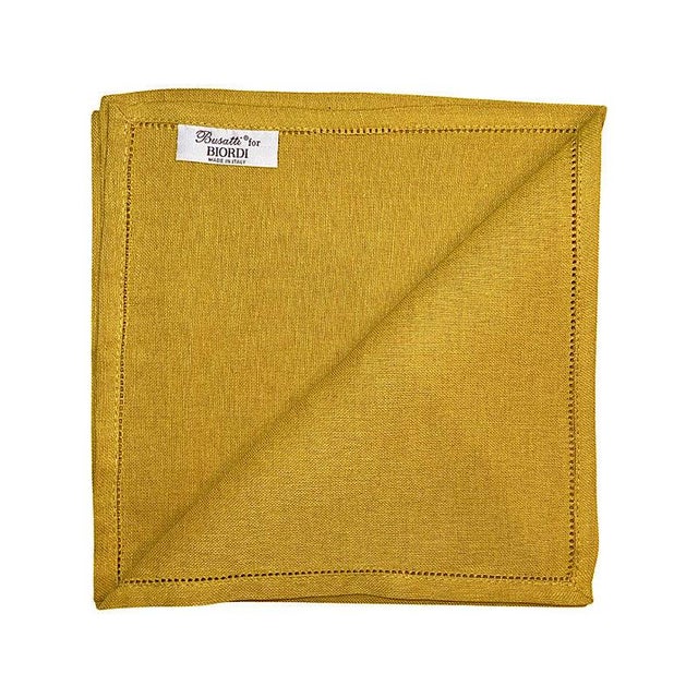Busatti Italian Handcrafted Linen Dinner Napkins, Saffron - Set of 4 ...
