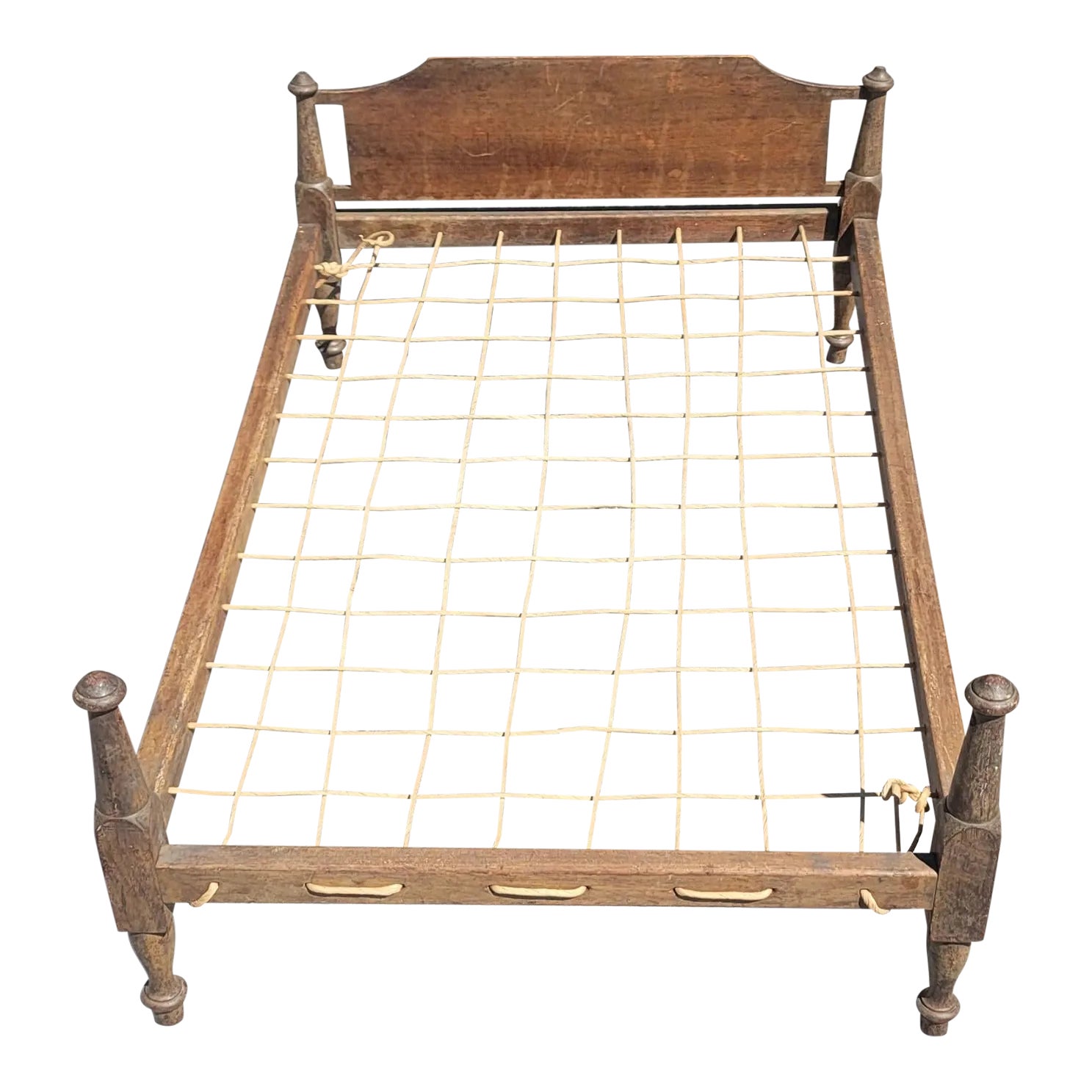 Antique Classical American Doll Rope Bedframe | Chairish