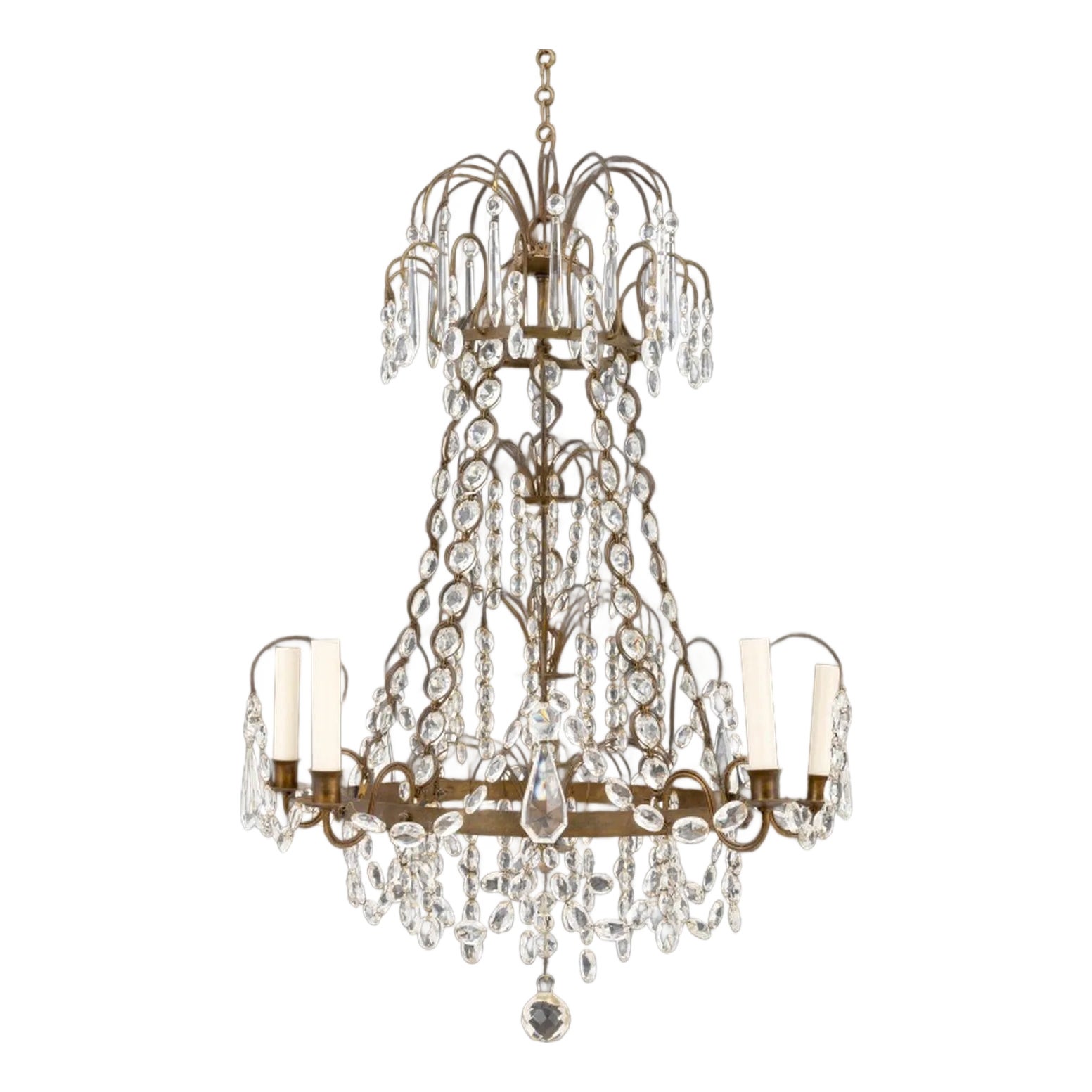 Neoclassical Baltic Style Brass 5-Light Chandelier | Chairish