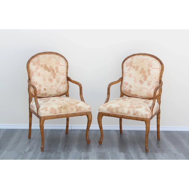 Late 20's Century Set of 6 Dining Chairs With Feather Motif | Chairish