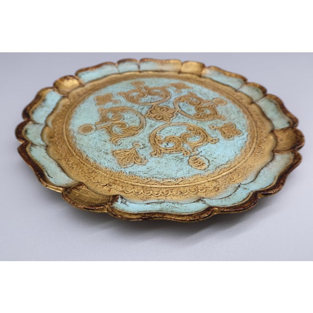 Late 20th Century Round Italian Florentine Gilt Tray | Chairish