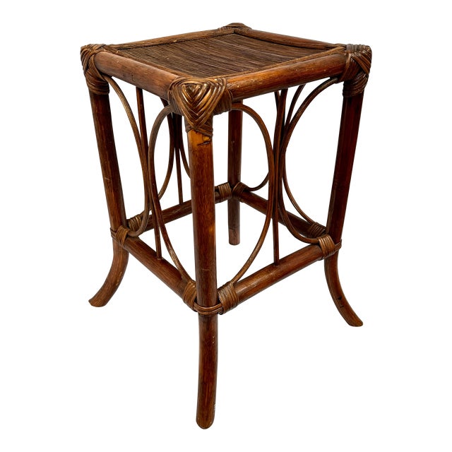 Mid-Century Bamboo/Rattan Plant Stand | Chairish