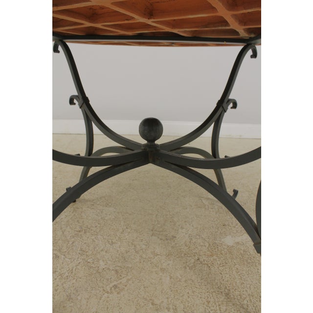 Italian Terracotta Top Iron Base Garden Dining Table | Chairish
