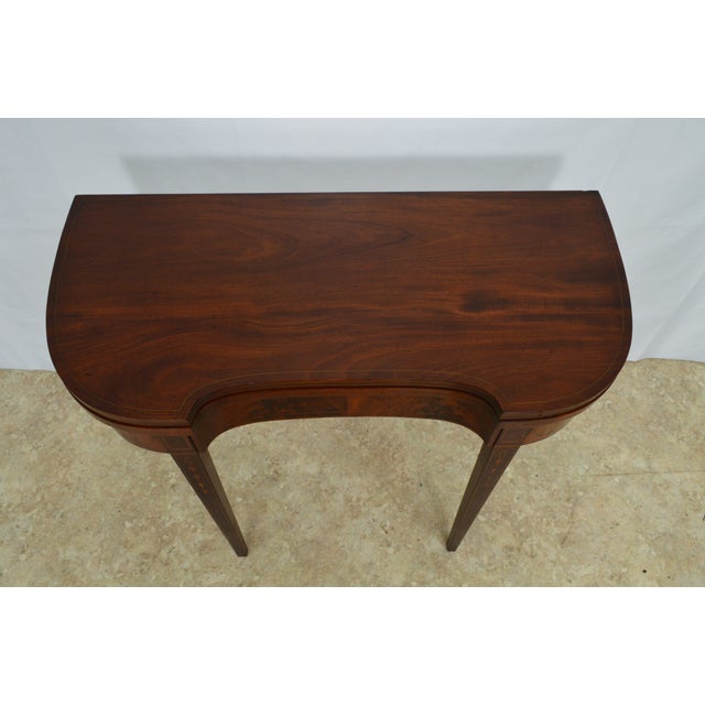 20th Century Federal Inlaid Mahogany Game Table Console | Chairish