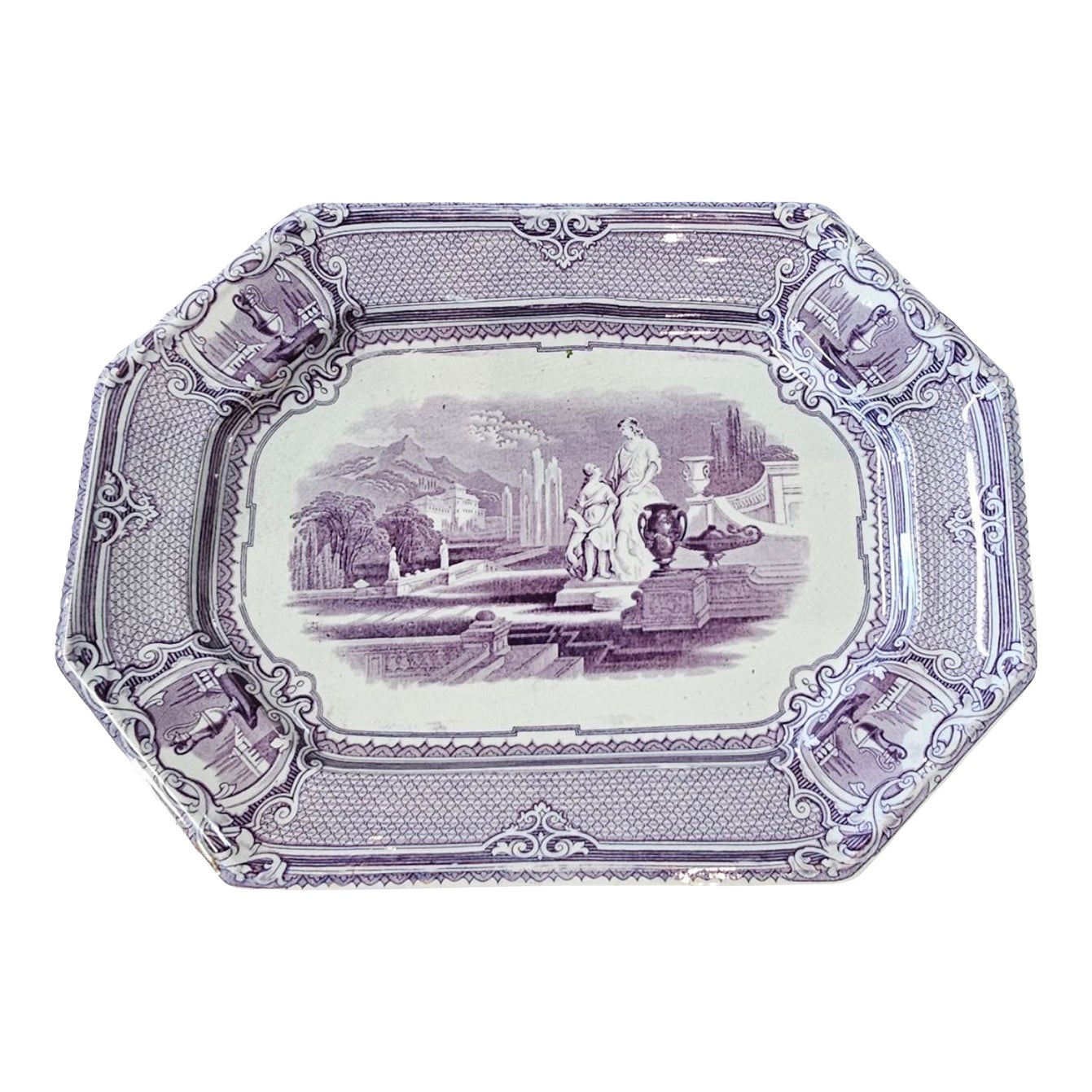 Antique Carrara Athena Pattern Purple Platter | Chairish