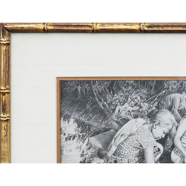 1984 Filipino Women and Children in a Pastoral Scene Drawing by Jose v ...