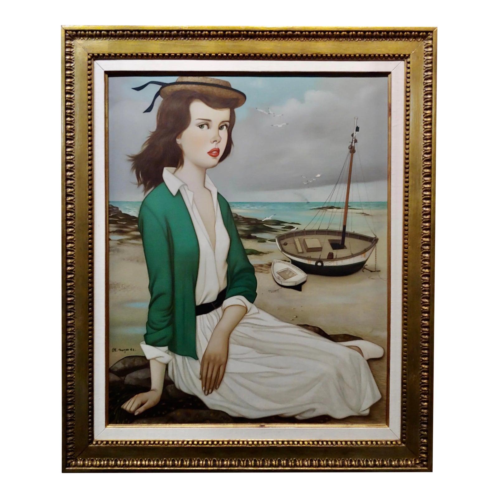 Philippe Noyer -The French Girl -Oil Painting | Chairish