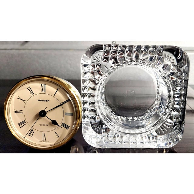Steiger Vintage Quartz French Square Lead Crystal Clock | Chairish