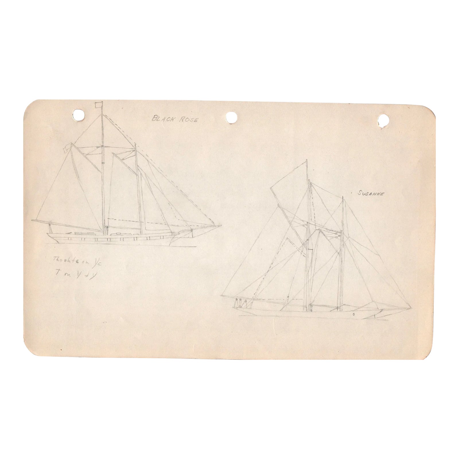 1940s Maine Marine Architectural Pencil Drawing on Paper | Chairish