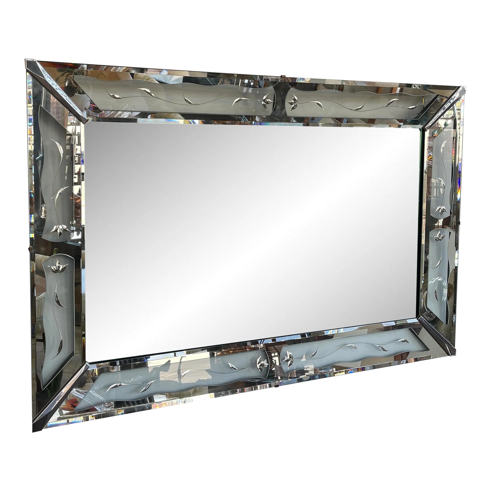 1950s Art Deco Shadow Box Wall Mirror | Chairish
