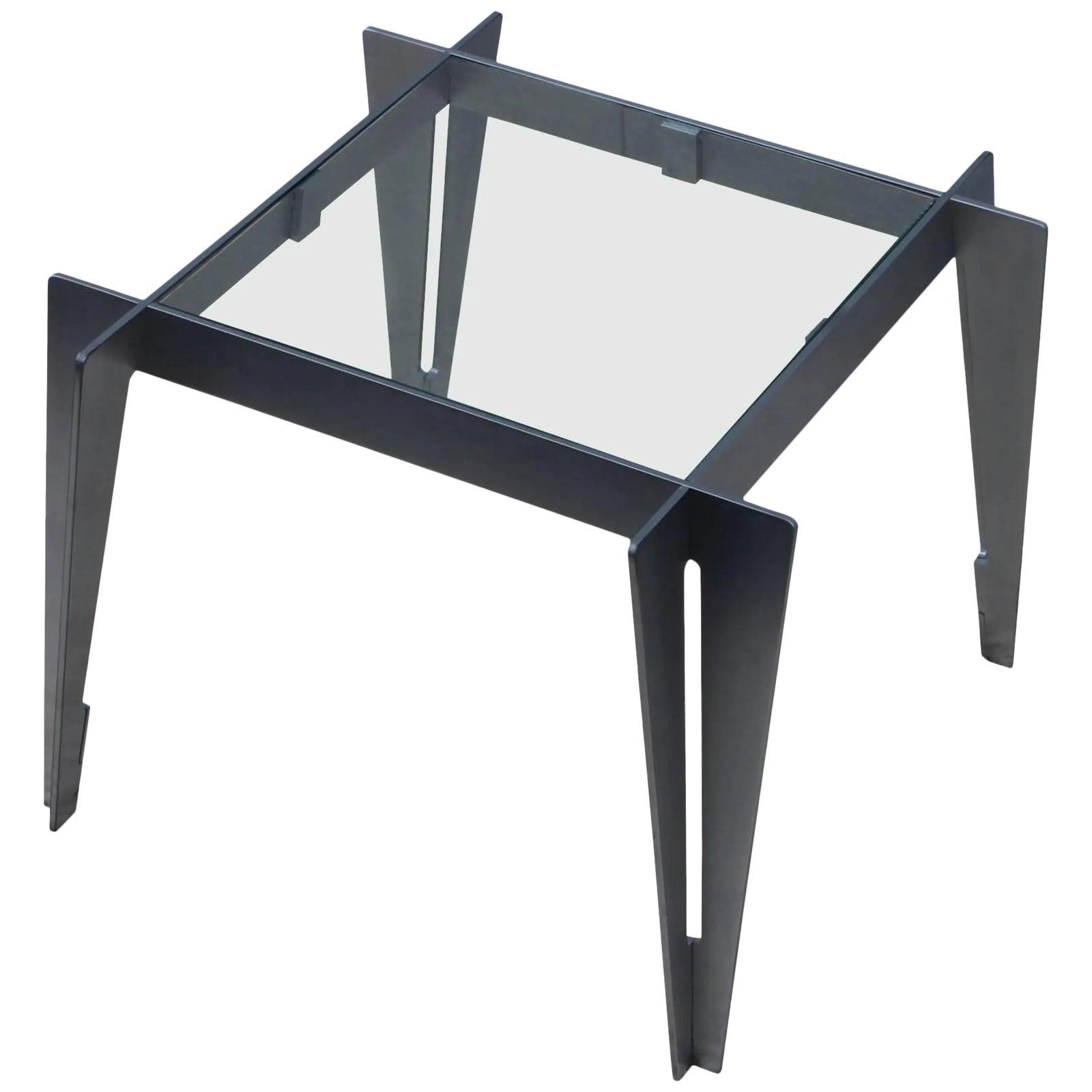 1970s Brushed Steel Interlocking Side Table | Chairish