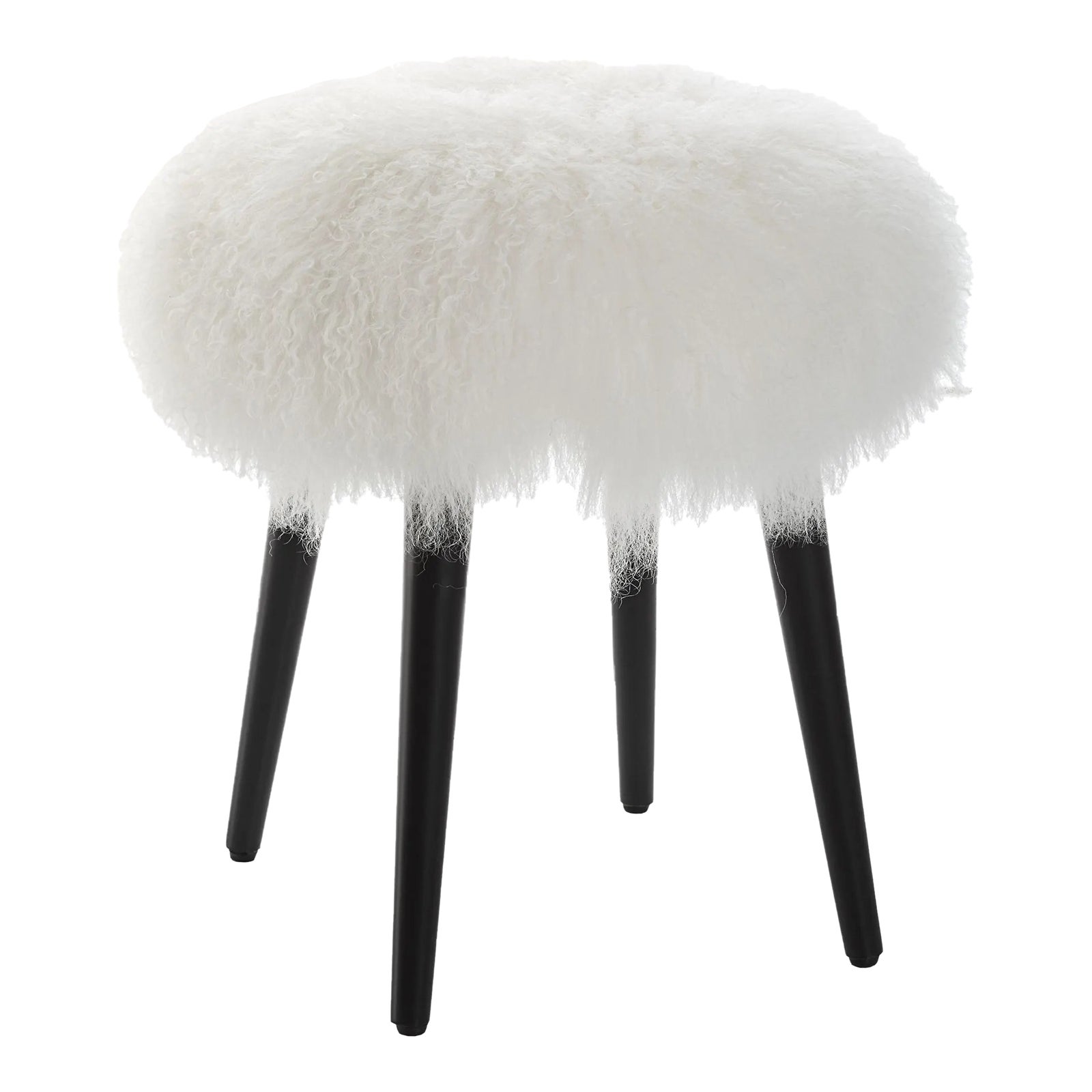Wooly Sheepskin Accent Stool | Chairish