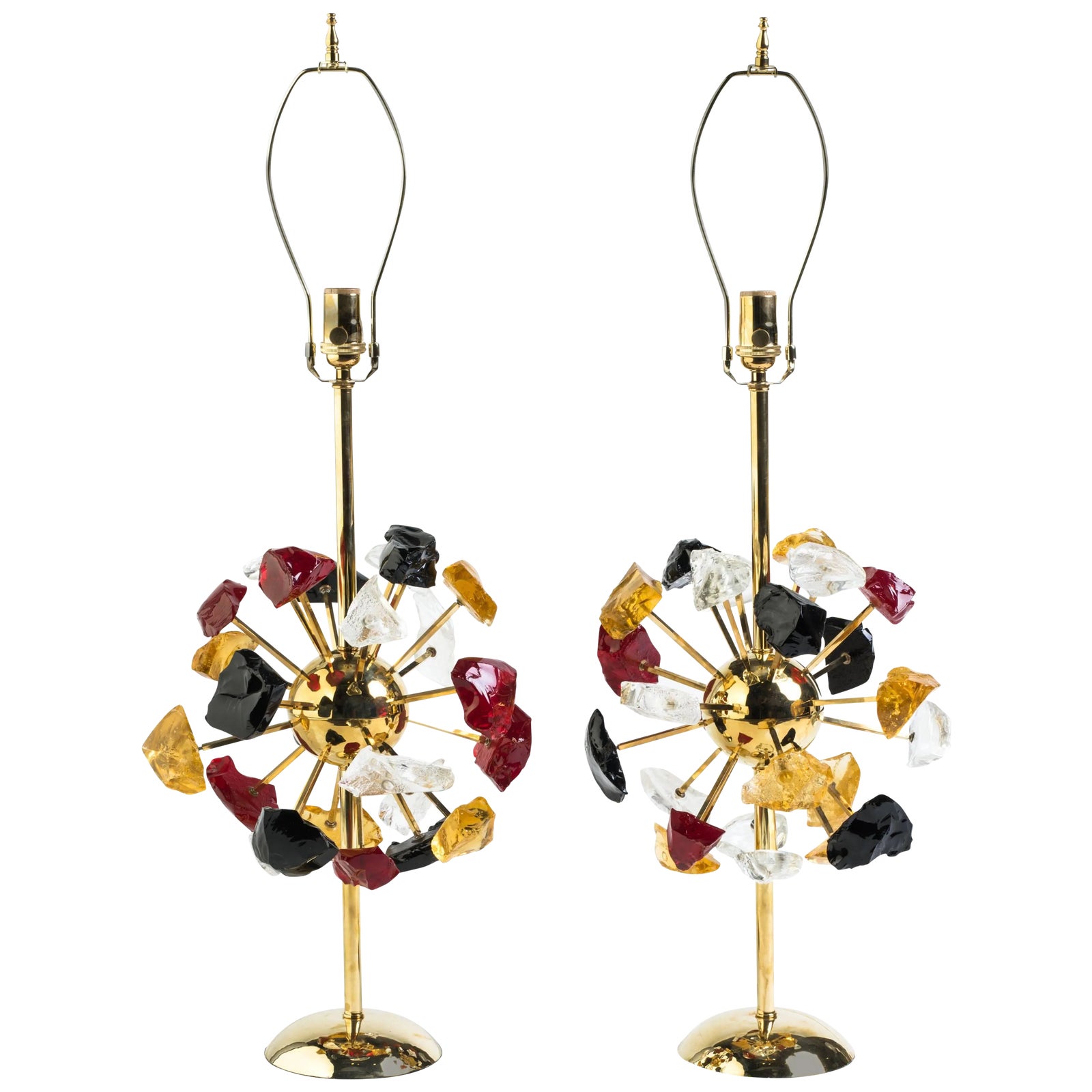 Starburst Multi-Color Glass Lamps - a Pair | Chairish