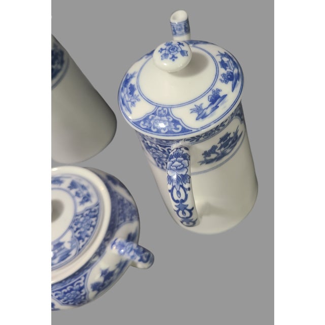 Vintage Japanese Noritake Blue & White Porcelain Creamer, Sugar Bowl ...