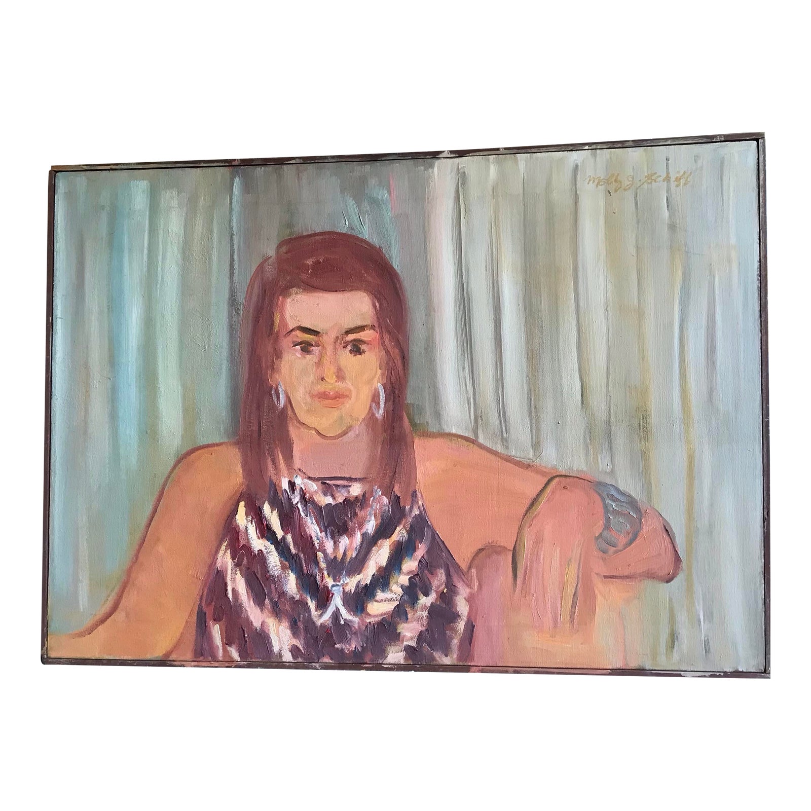 1960s “Self Portrait, June ‘66" "Oil on Canvas Molly Schiff, Framed ...