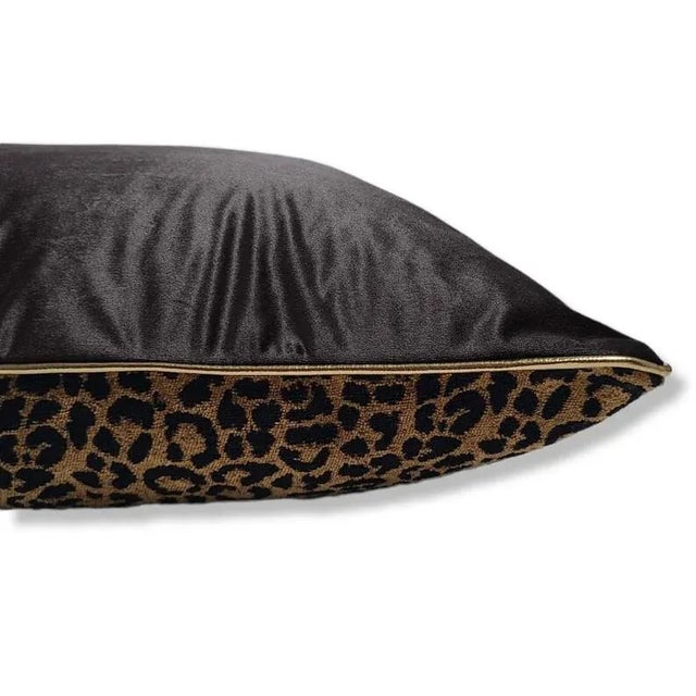 Onyx Leopard Print Velvet Pillow | Chairish