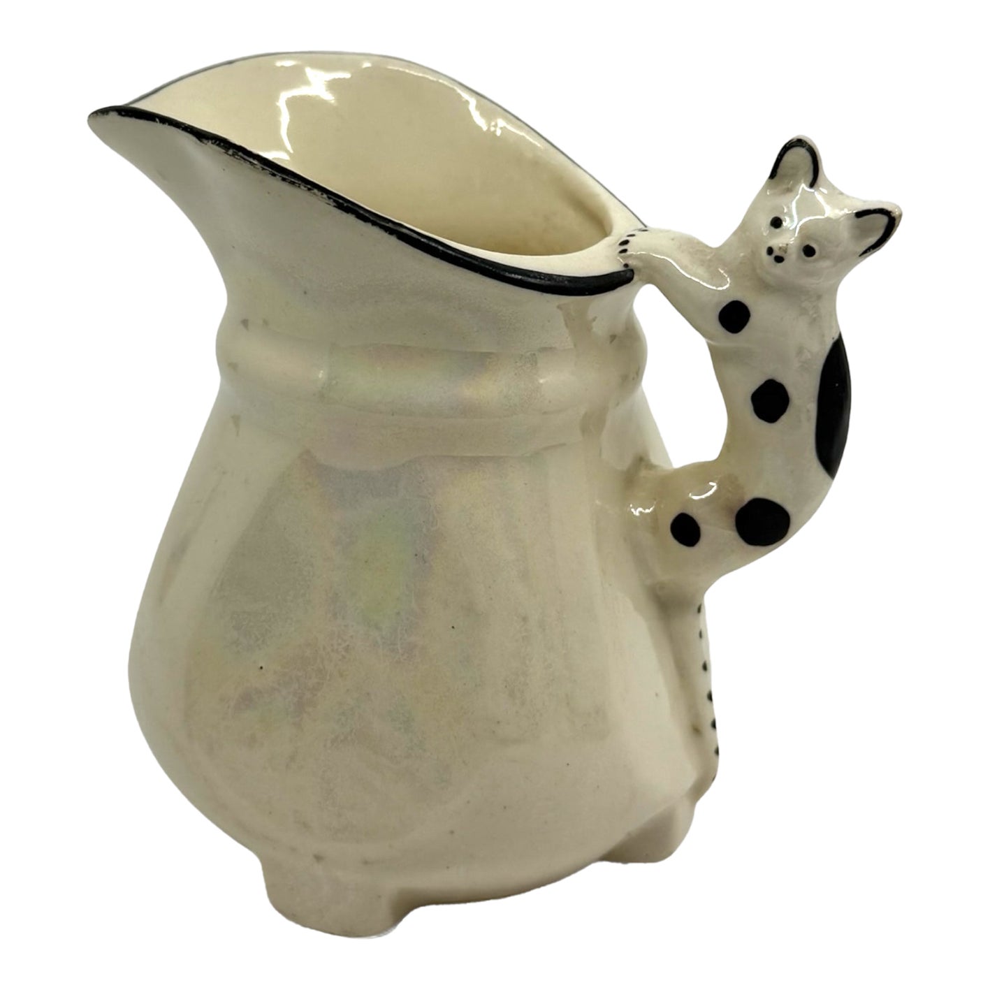 Vintage Lusterware Ceramic Black & White Kitten Milk Creamer | Chairish