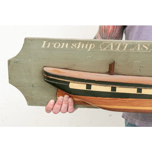 Vintage Hand Made Half Hull Model of Iron Ship Atlas | Chairish